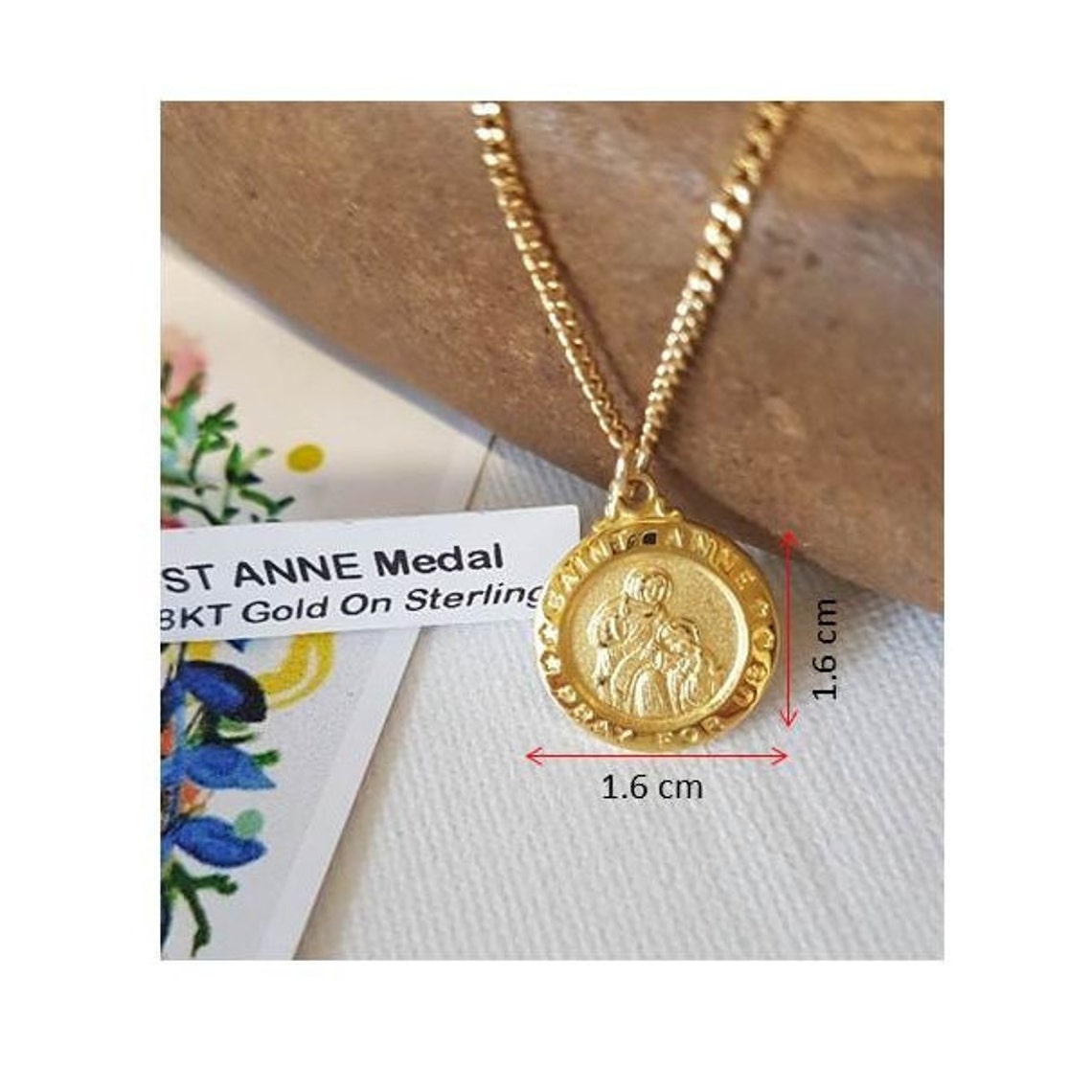 St Anne Gold on Silver Medal18kt Gold and Sterling Saint Anne | Etsy