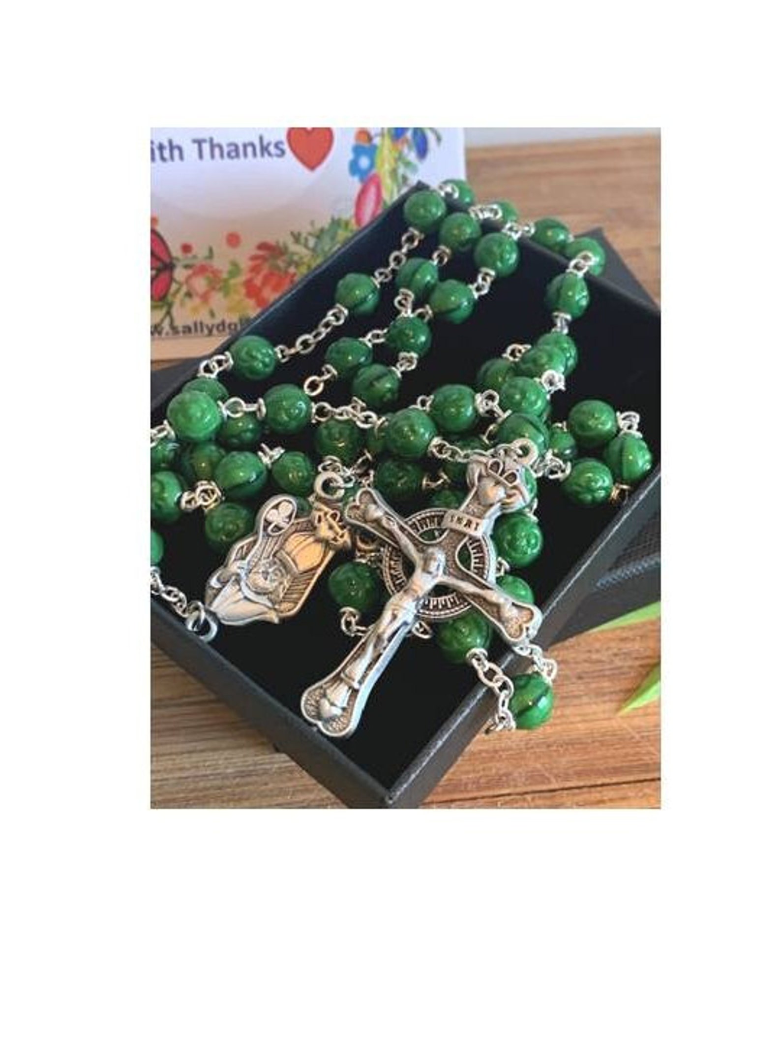 Celtic Rosary, St Patrick Rosary, Green Celtic Cross, Irish Claddagh ...