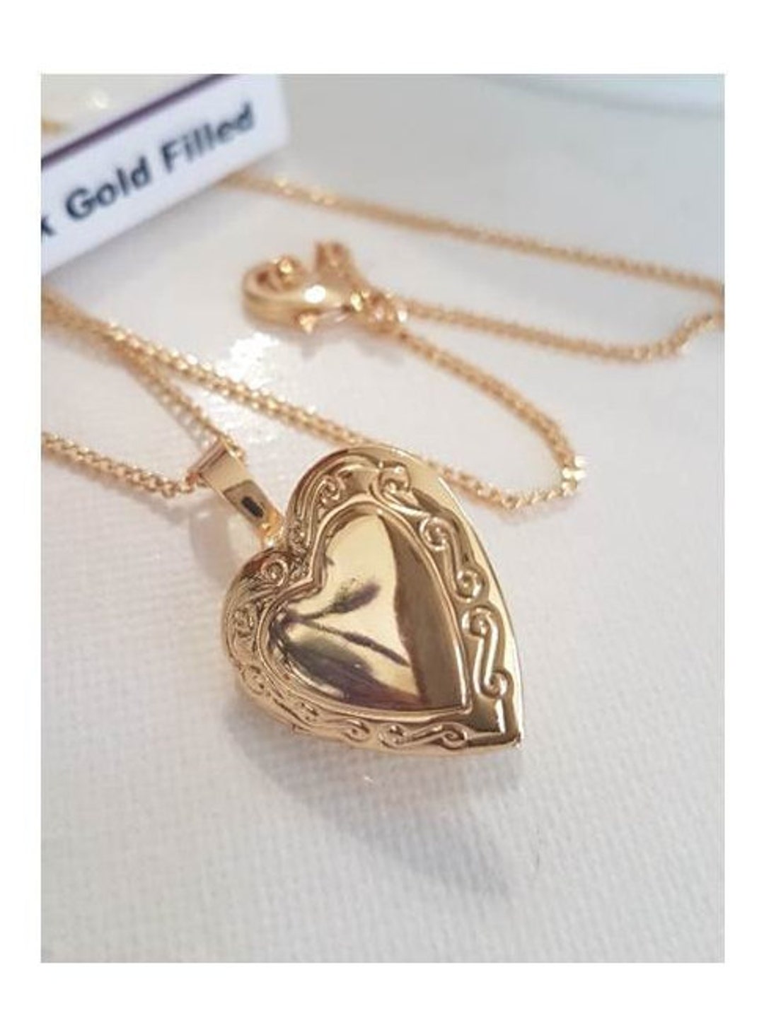 Gold Filled Heart Locket/shiny 18kt Gold Filled Locket Pendant,hearts ...