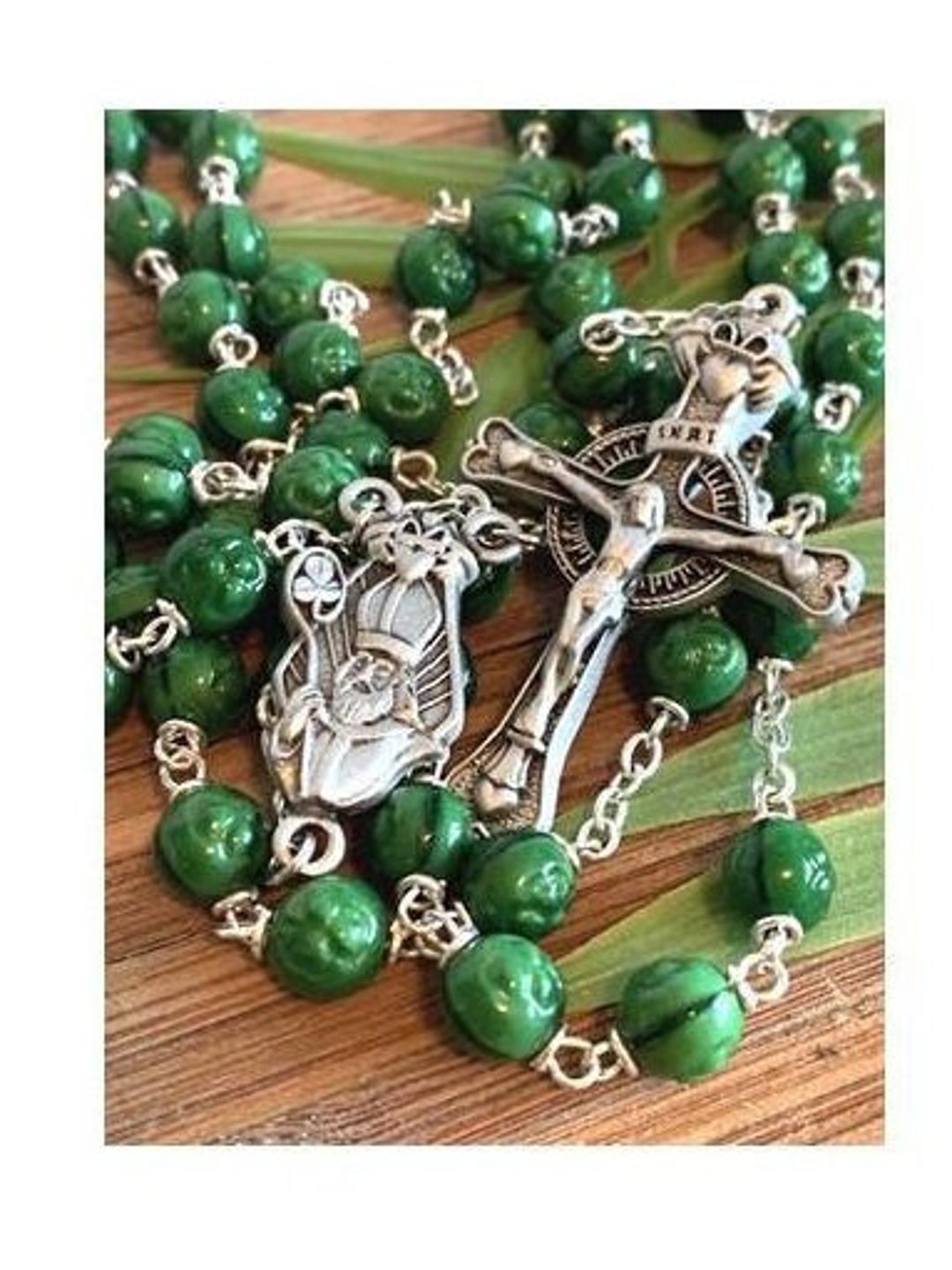 Celtic Rosary, St Patrick Rosary, Green Celtic Cross, Irish Claddagh ...