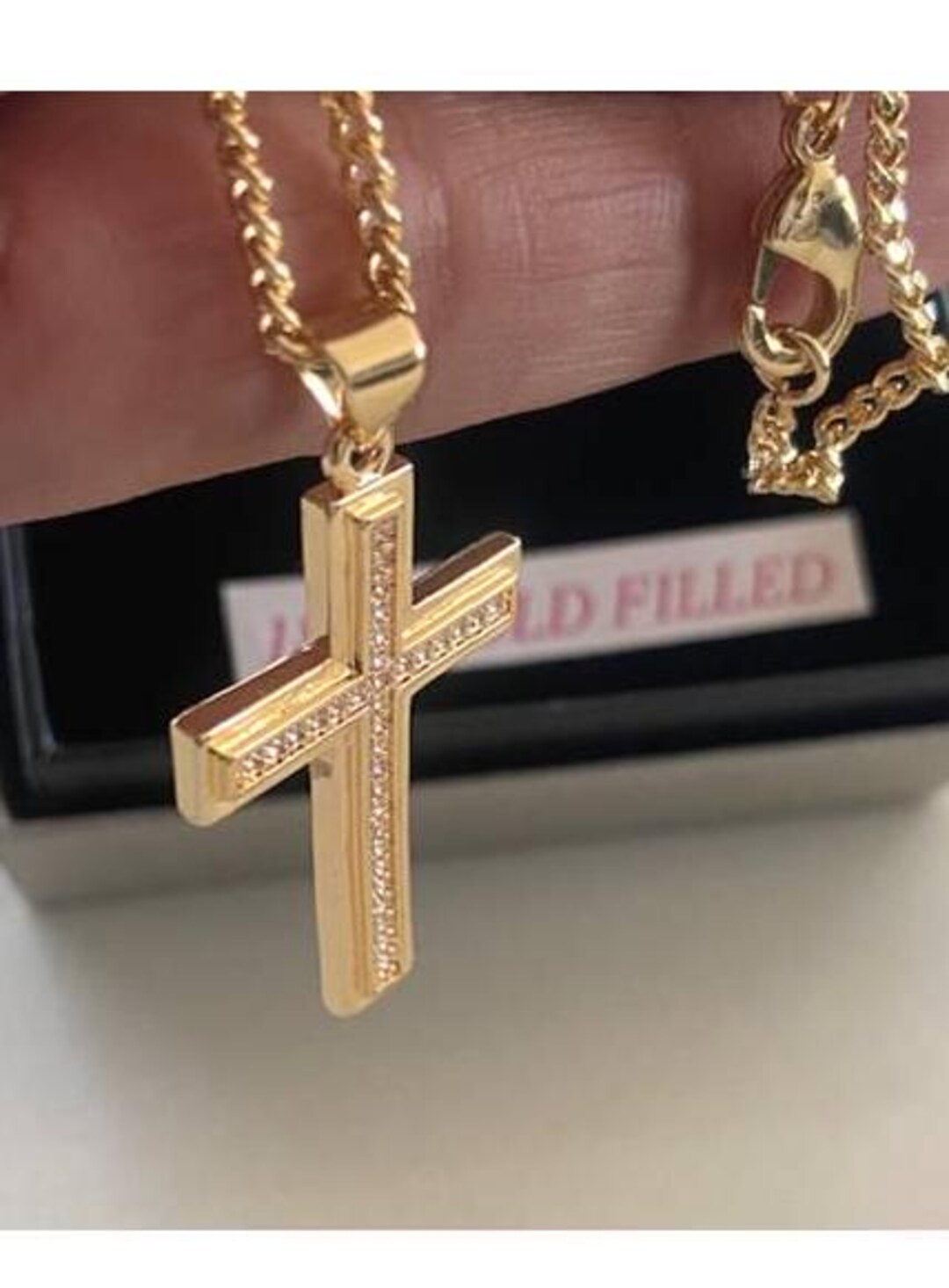 Big Bold Gold Cross for Adult, 18kt Gold Filled Gold Cross Medal With ...
