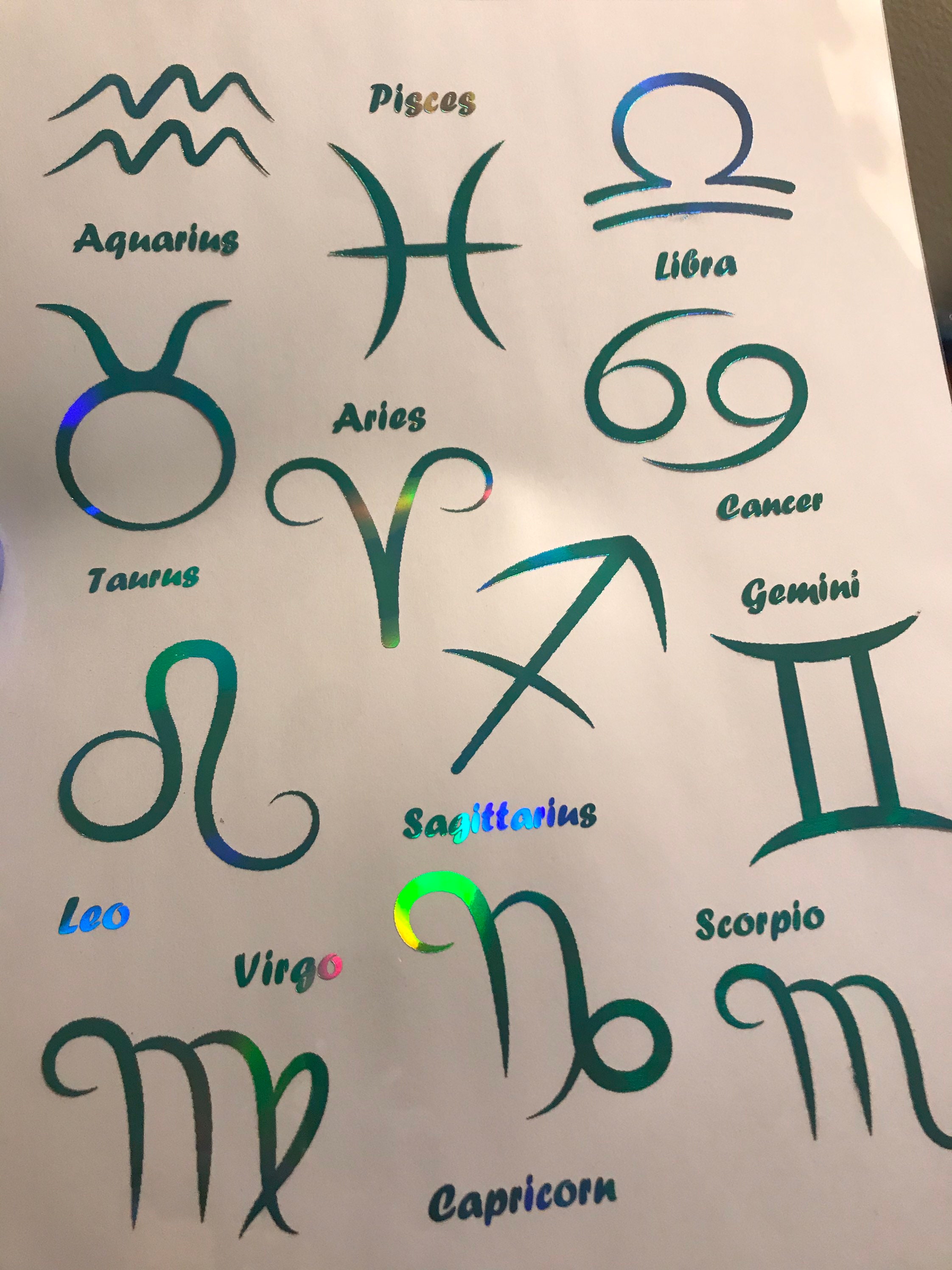Resin Foil Zodiac Signs 1 Full Size Transparency Sheet - Etsy