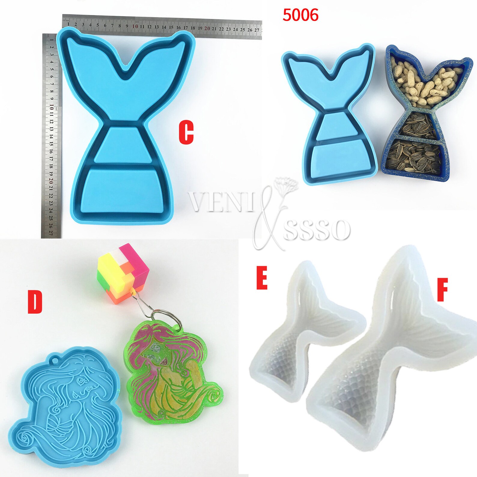 Mermaid Tail Mold Resin Little Mermaid Silicone Mold | Etsy