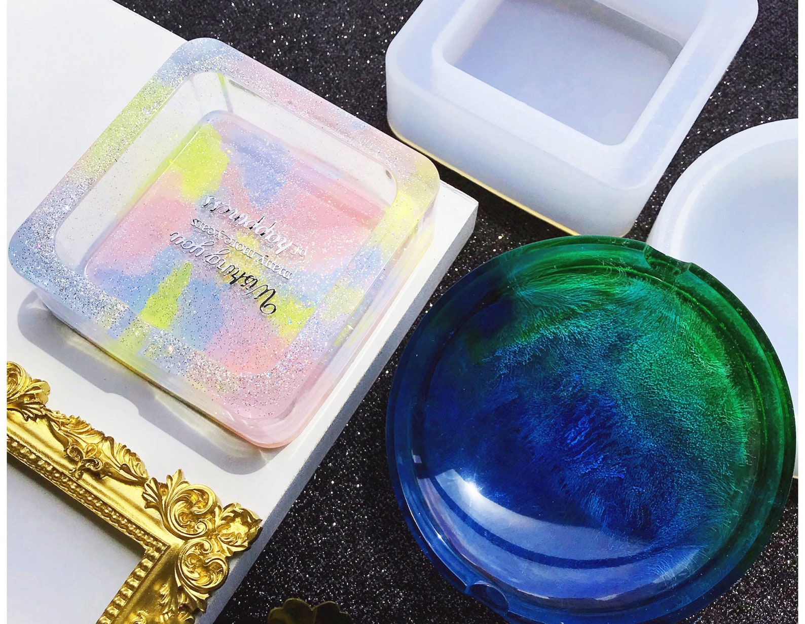 Square Ashtray Resin Molds Round Ashtray Mold for Silicone - Etsy