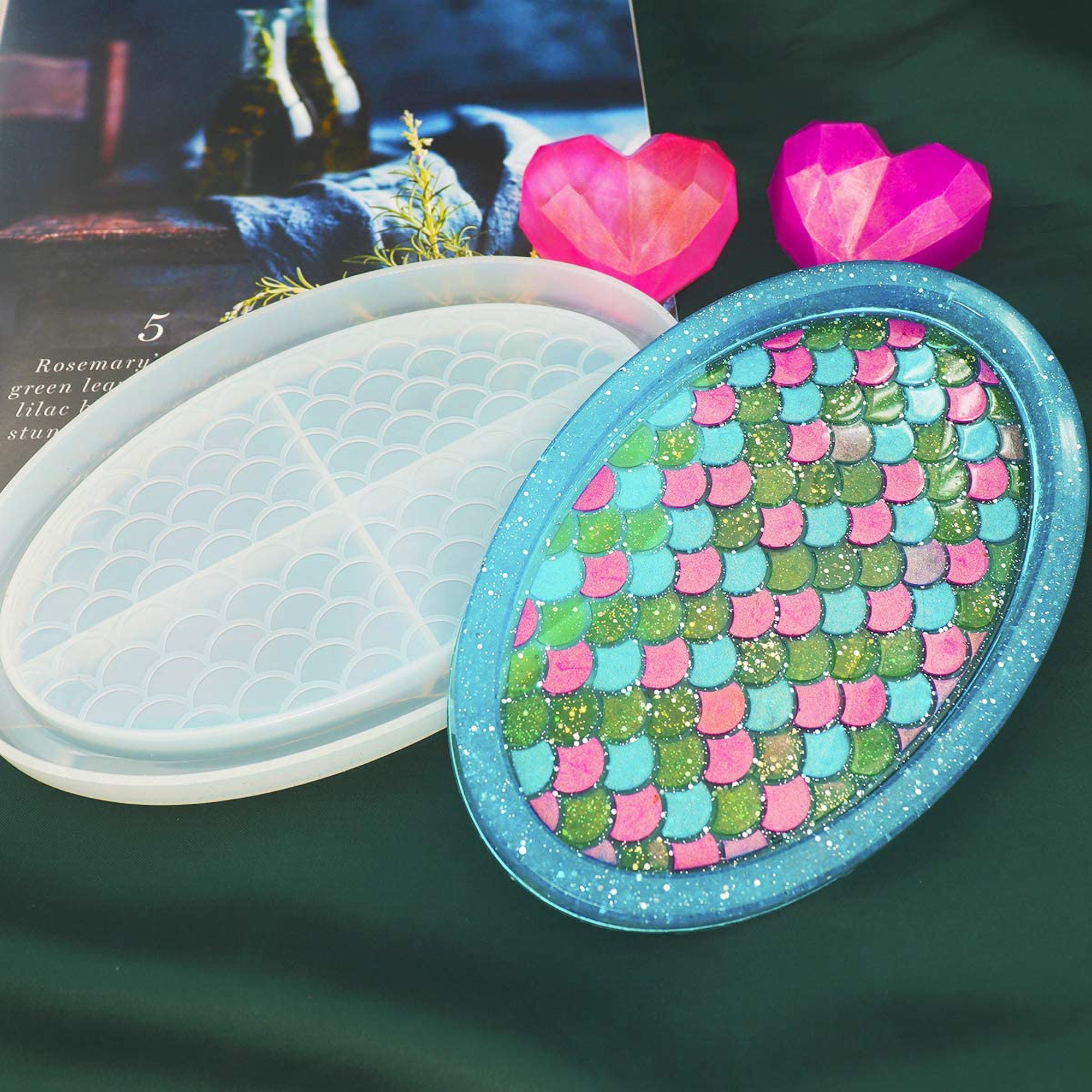 Oval Rolling Tray Resin Mold Ocean Style Fish Scale Jewelry | Etsy