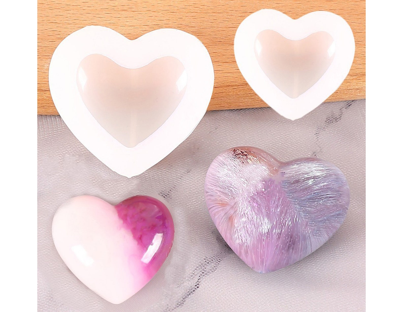 3D Heat Resin Mold heart stone silicone molds handmade heart | Etsy