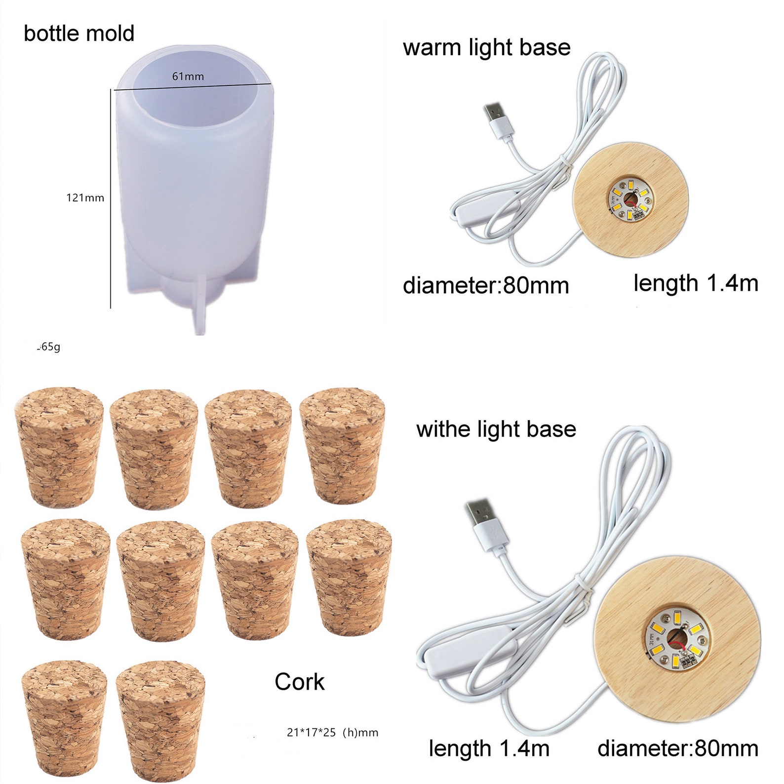 LED Night Light Resin Mold Bottle Night Lights Lamp Silicone | Etsy