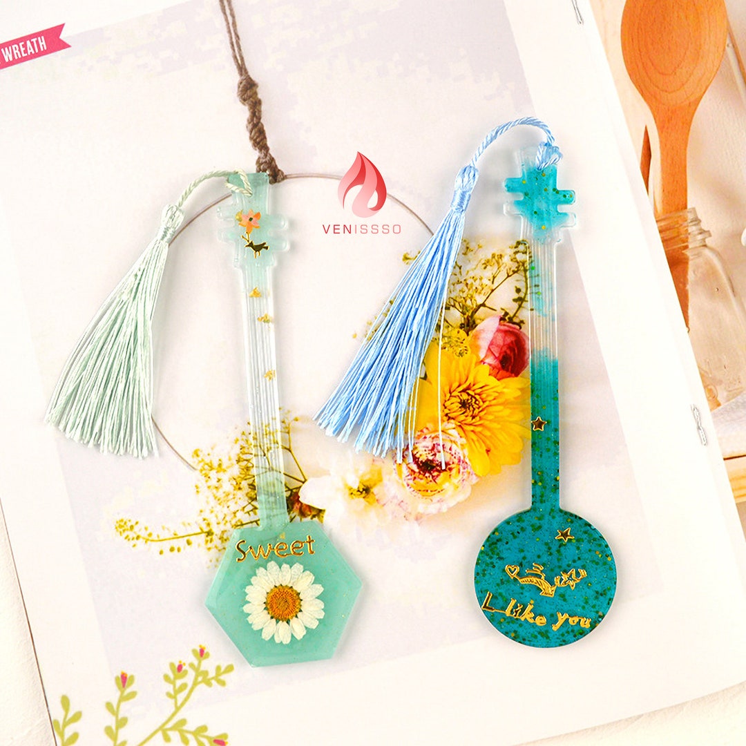 Resin Floral Bookmark Mold Round Hexagon Bookmark Silicone - Etsy
