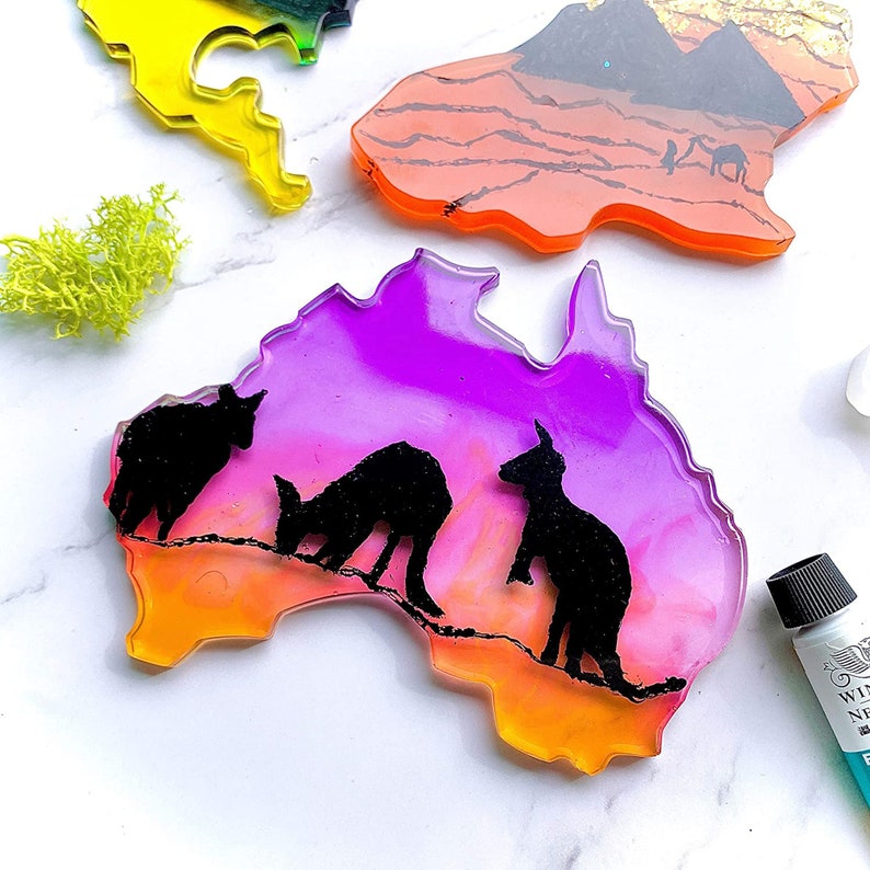 Continent Coaster Resin Mold Map Tray Silicone Mold World - Etsy
