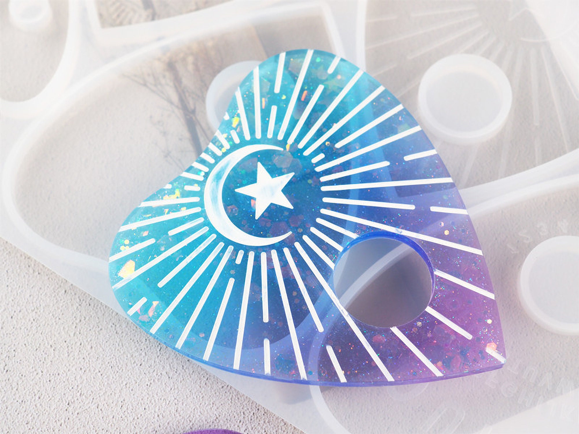 OUIJA Board Resin Mold triangle moon heart eye pendant mold | Etsy