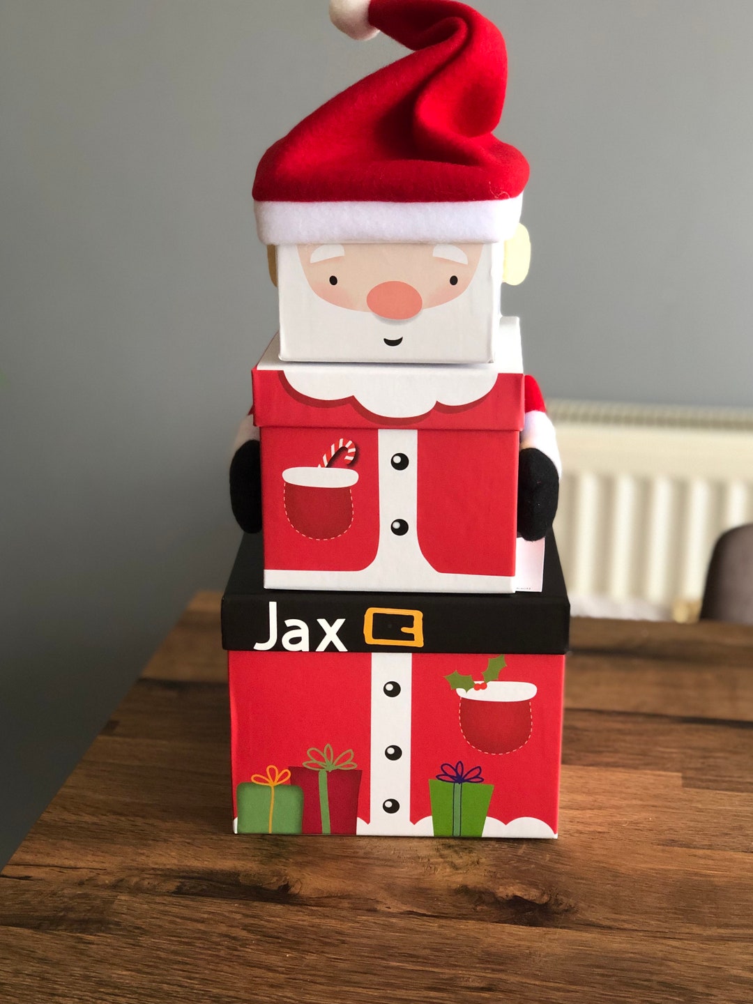 Personalised Christmas Eve Boxes, Character Stackable Boxes, Santa, Elf ...