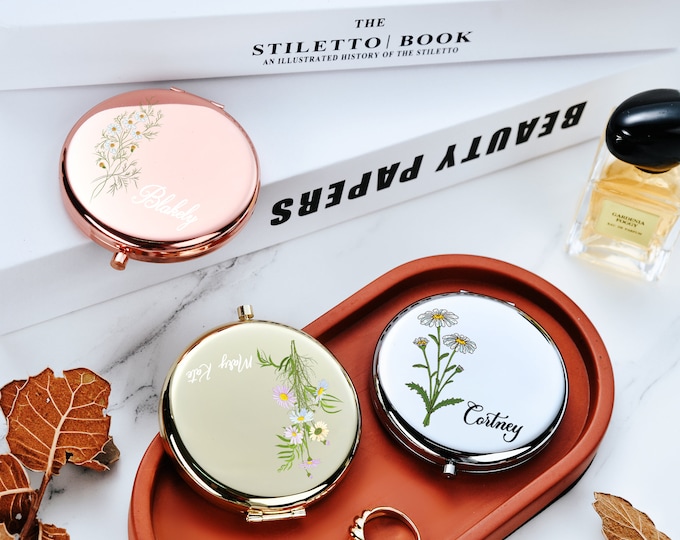 Customized Pocket Makeup Mirror Beautiful Wedding Gift, Hen Party Gift ...