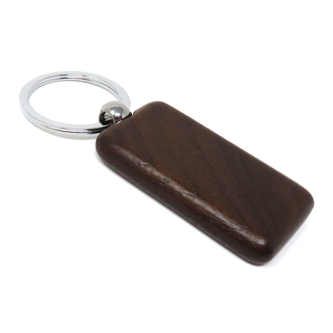 Set of 100 Blank Wood Key Chain - Rectangle WALNUT Color Key Ring ...