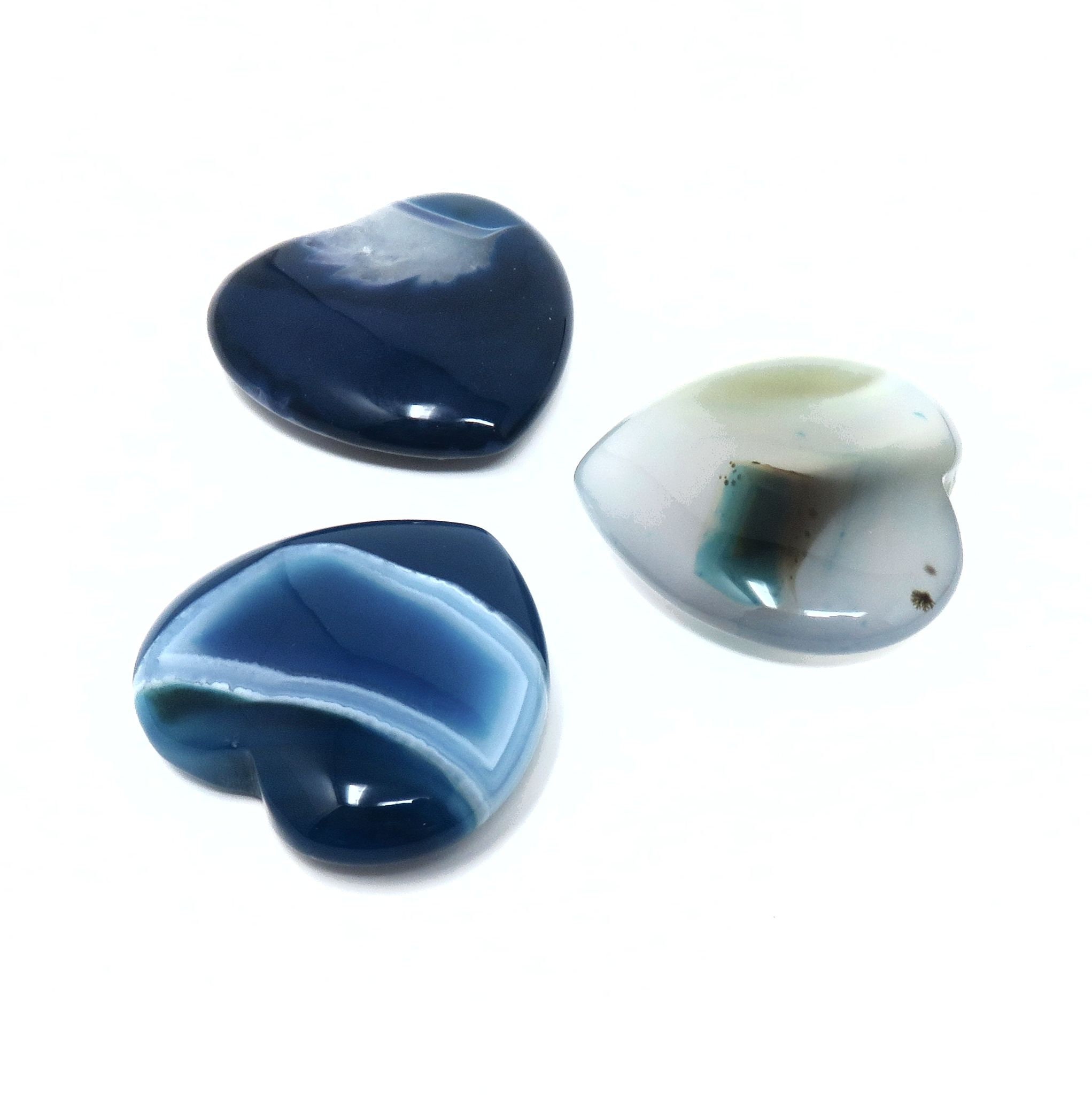 BLUE Stone Hearts - 35mm or 1.3 Inches - 40mm or 1.57 Inches - Choose ...