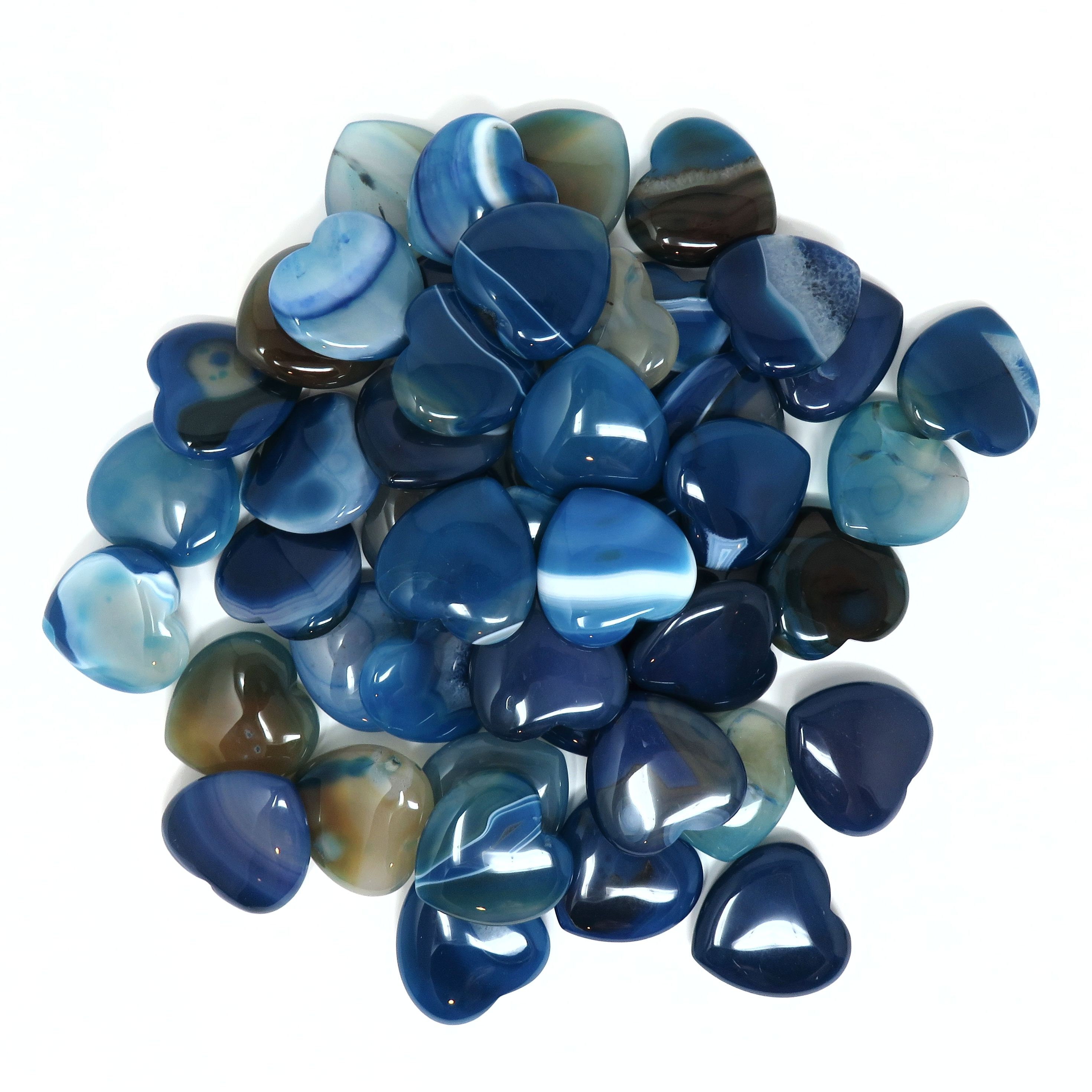 BLUE Stone Hearts - 35mm or 1.3 Inches - 40mm or 1.57 Inches - Choose ...