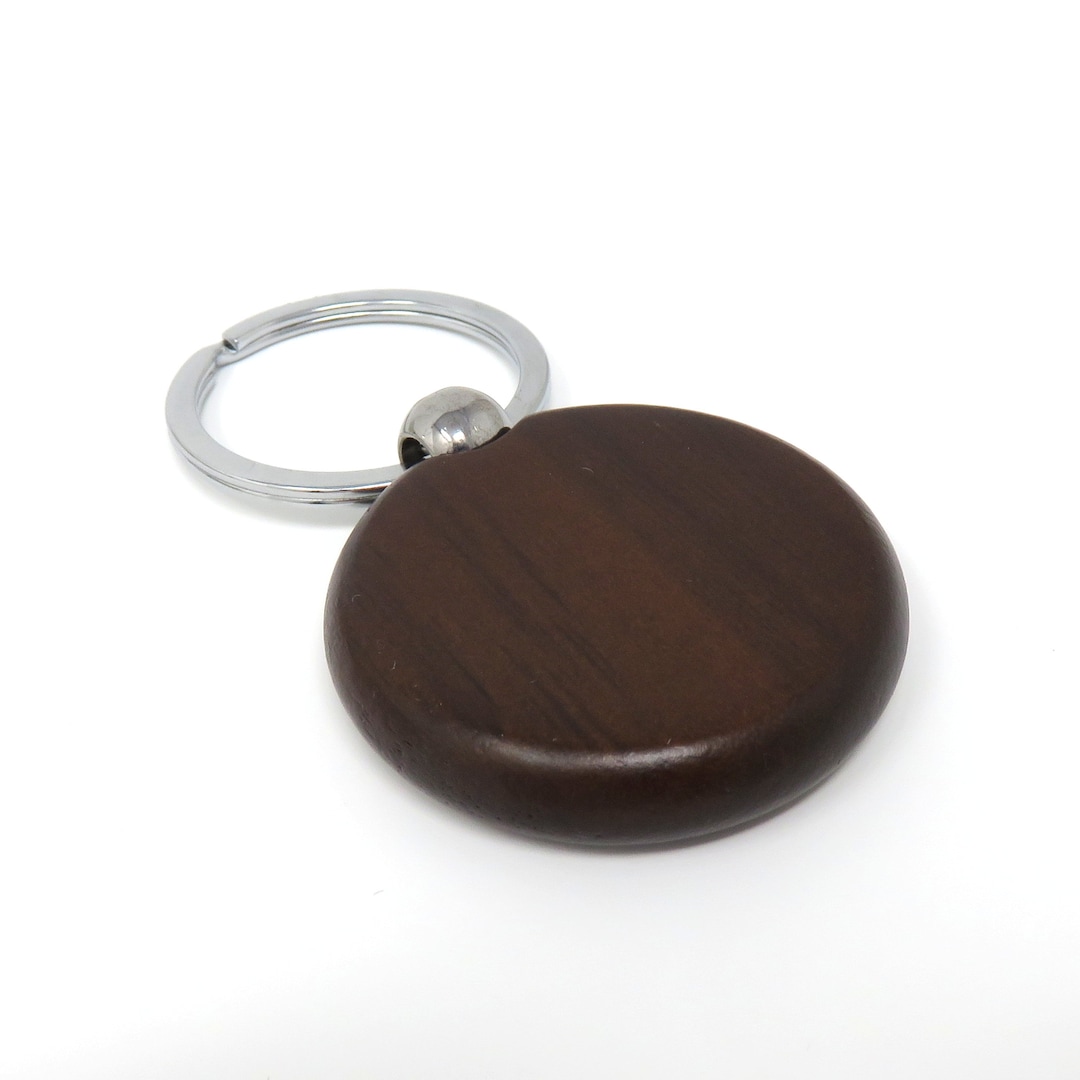Set of 100 Blank Wood Key Chain - Circle Round - Walnut Color - Key ...