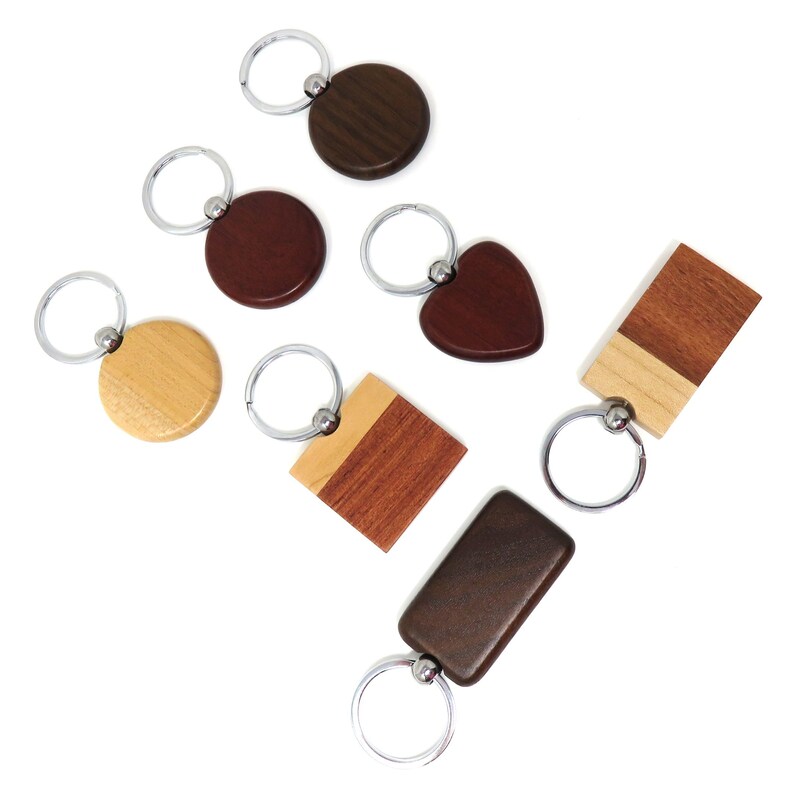 Set of 100 Blank Wood Key Chain - HEART - Rosewood Color - Key Ring ...