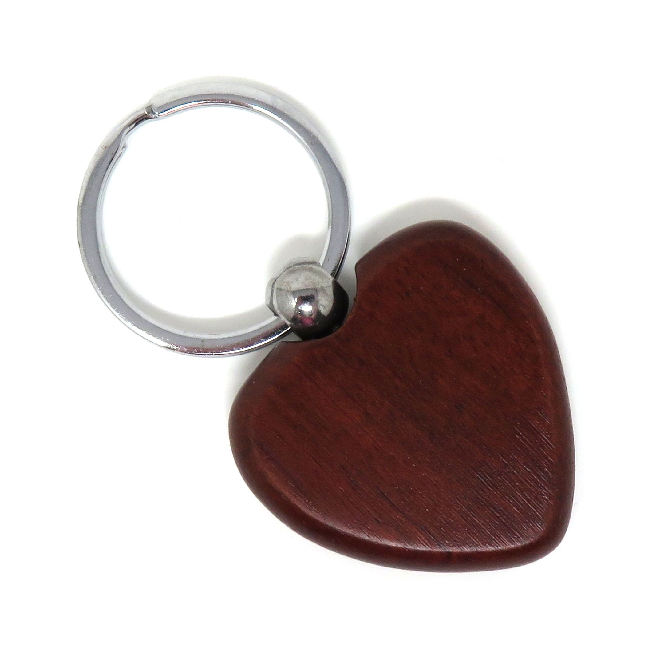 Set of 100 Blank Wood Key Chain - HEART - Rosewood Color - Key Ring ...