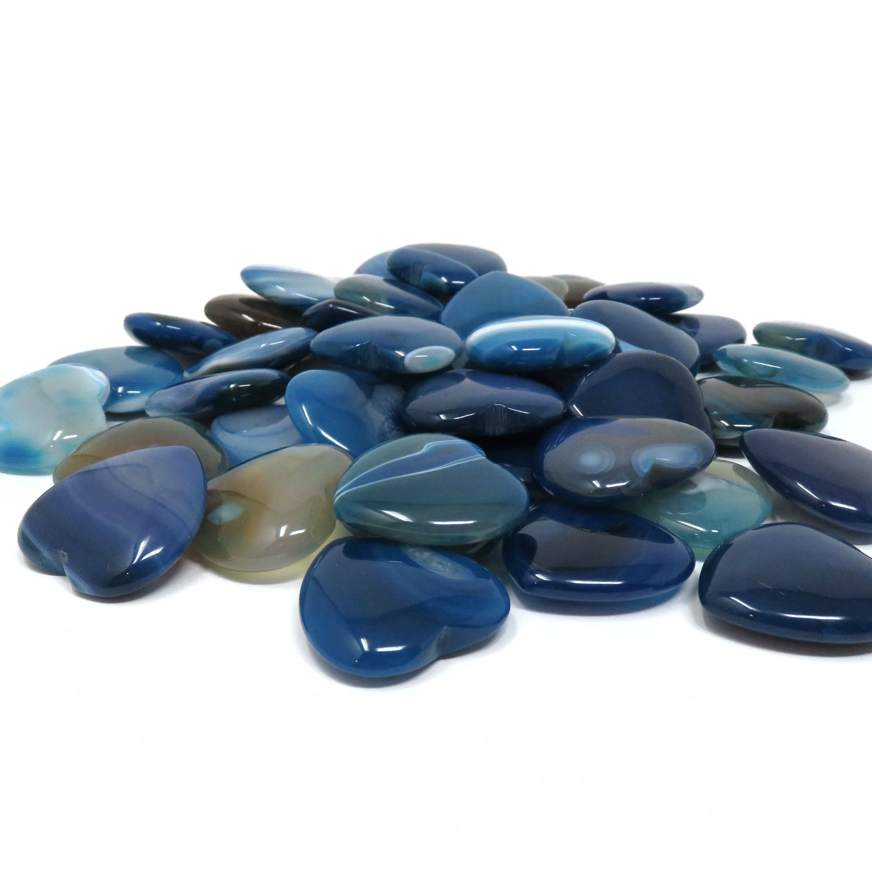 BLUE Stone Hearts - 35mm or 1.3 Inches - 40mm or 1.57 Inches - Choose ...