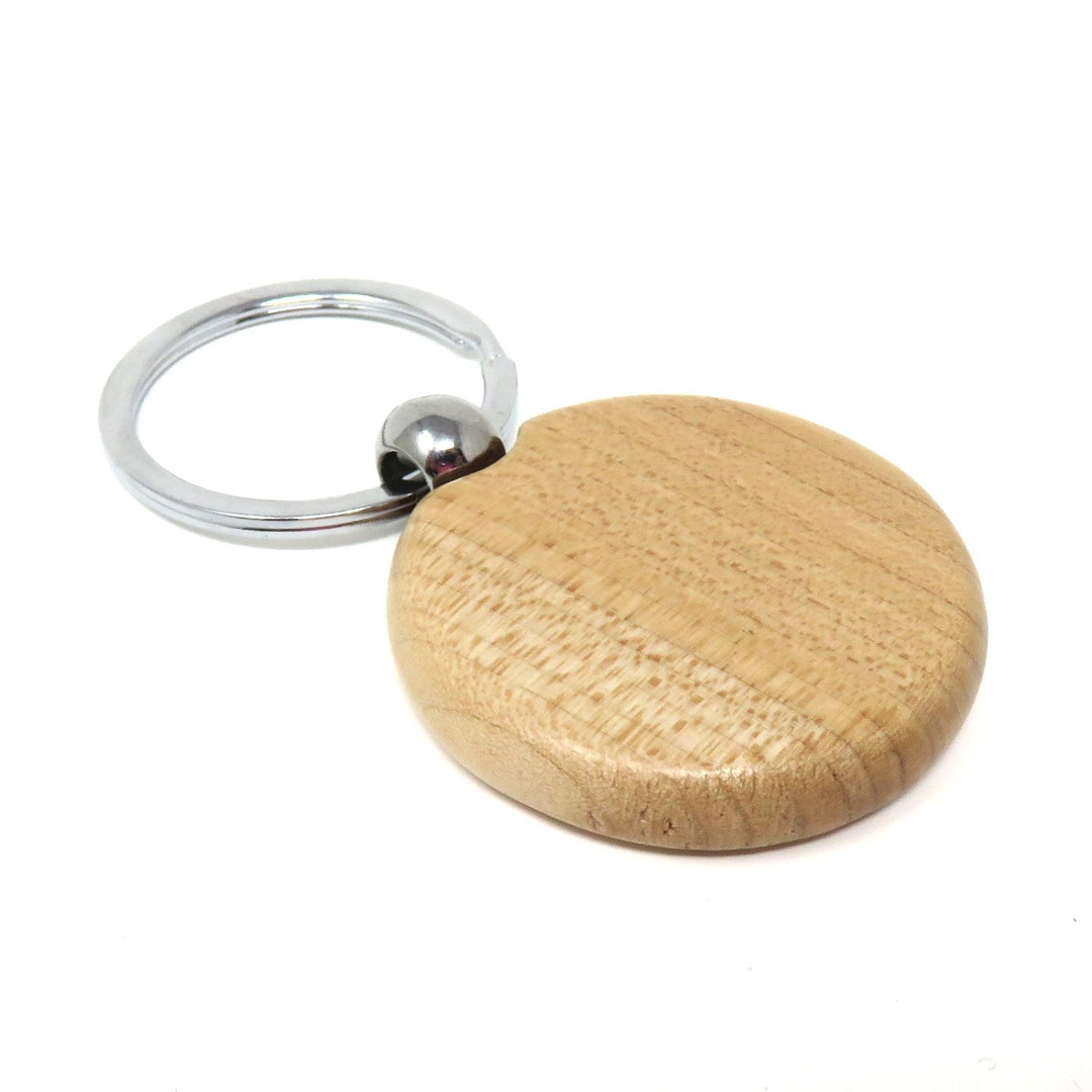 Set of 100 Blank Wood Key Chain - Circle Round - MAPLE Color - Key Ring ...