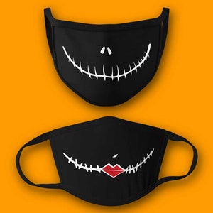 Jack and Sally Face Masks, the Nightmare Before Christmas Face Mask ...