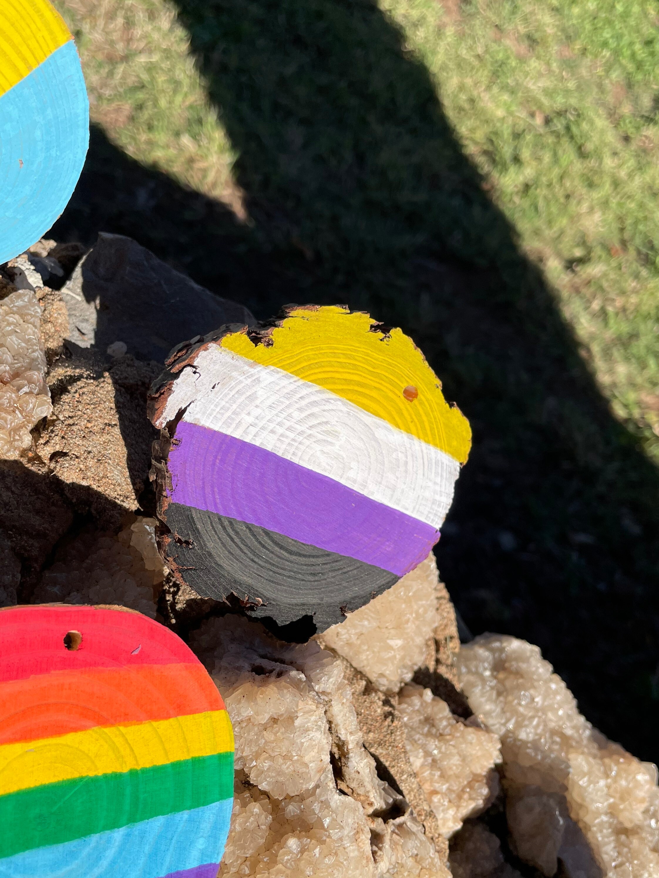 Handmade Painted Custom Pride Flag Christmas Wood Round Ornaments ...