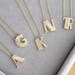 14K Gold Plated Bubble Letter Necklace, Sterling Silver Balloon Initial ...