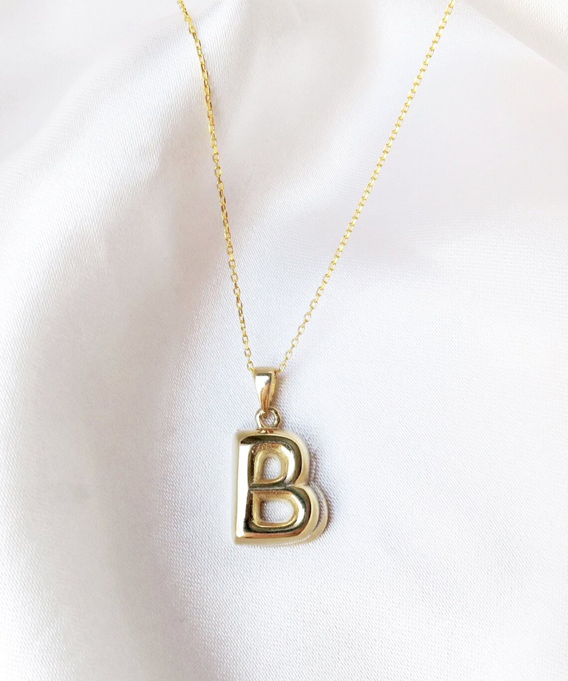 14K Gold Plated Bubble Letter Necklace Sterling Silver - Etsy