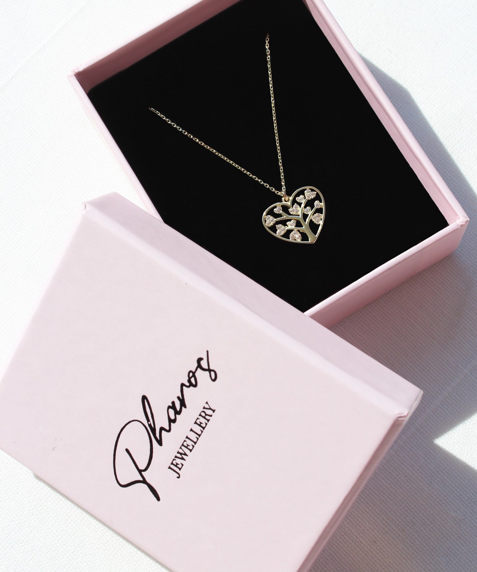 8K Solid Gold Heart Tree of Life Necklace: Family Tree & Love Pendant ...