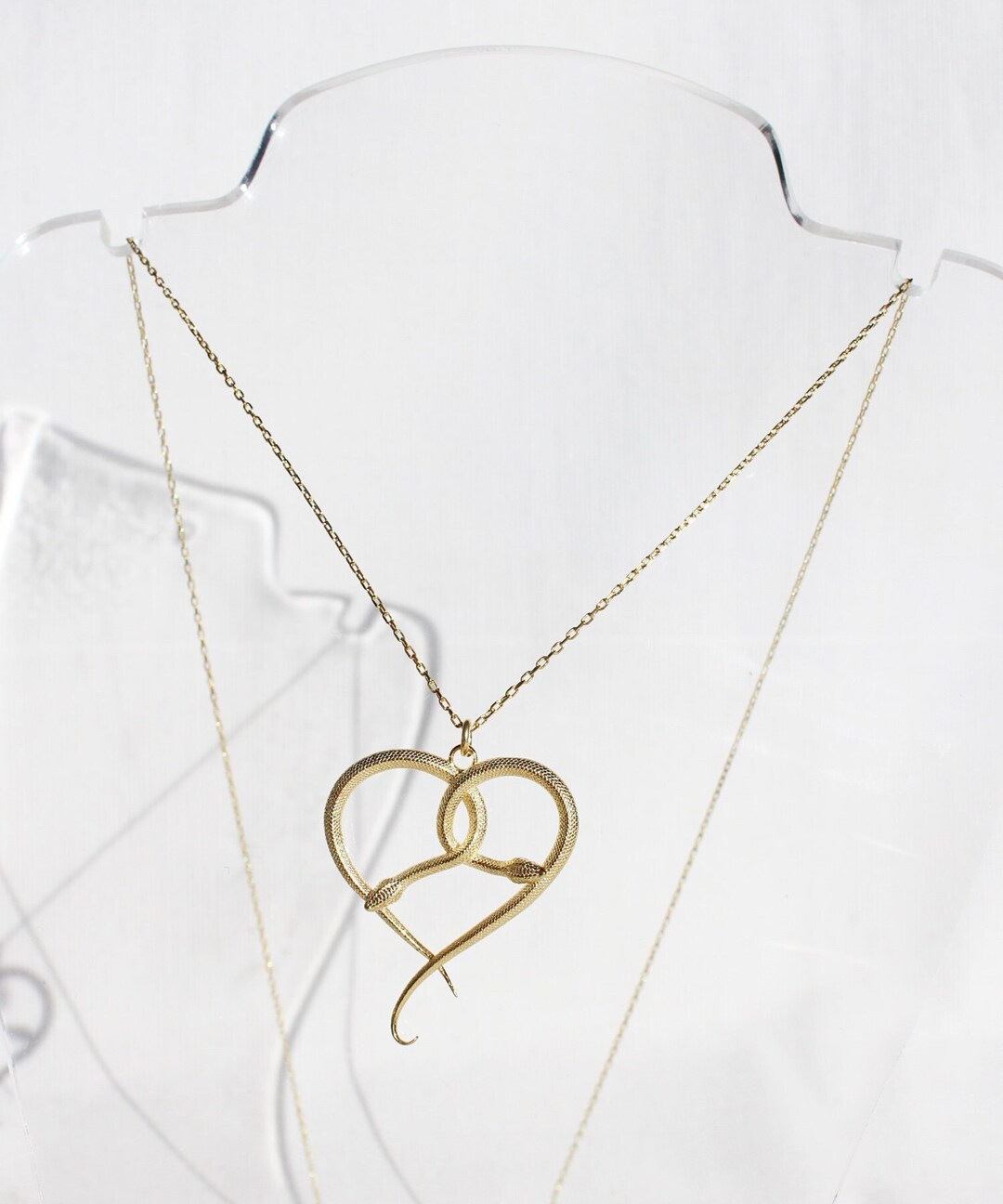 14K Gold Plated Snake Heart Necklace: Sterling Silver Medusa Goddess ...