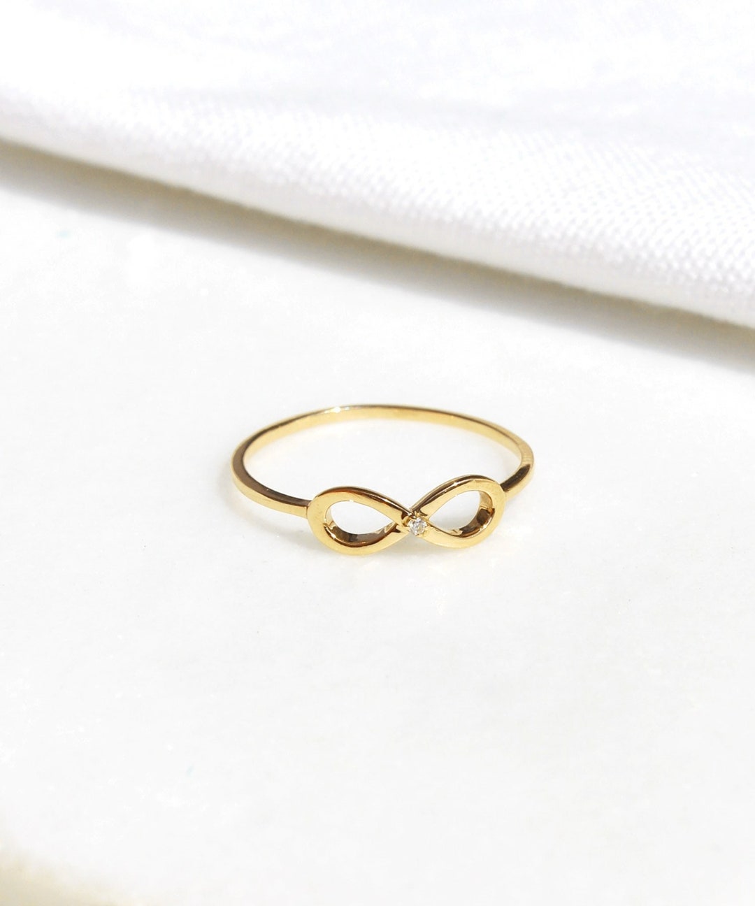 14K Solid Gold Infinity Symbol Ring: Minimalist Thin Band, Eternal Love ...