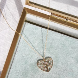 8K Solid Gold Heart Tree of Life Necklace: Family Tree & Love Pendant ...