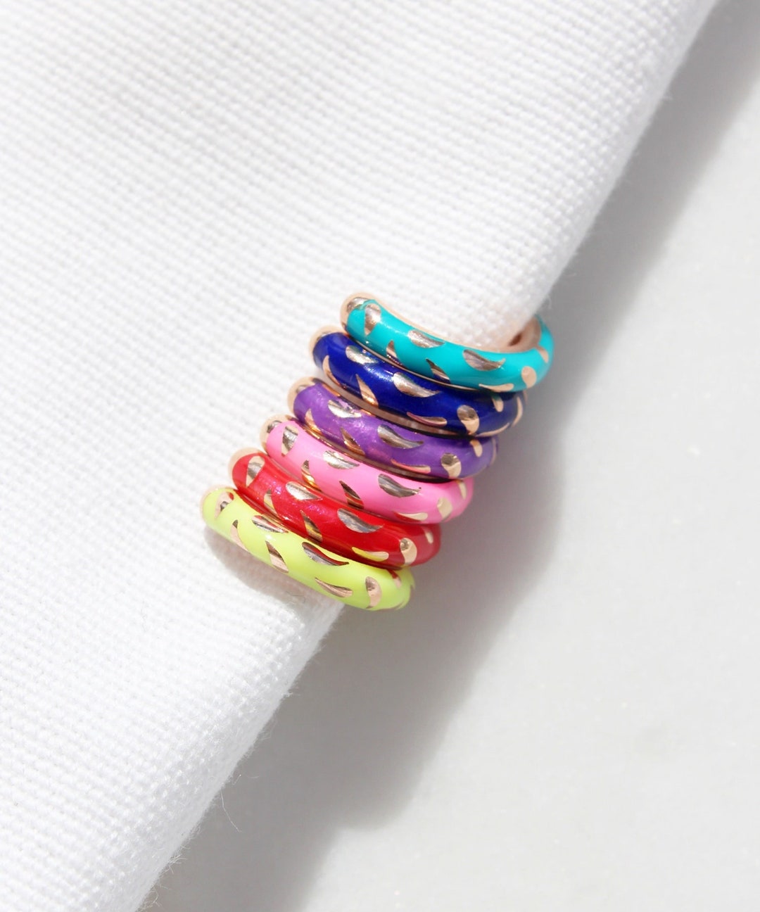 Colorful Enamel Neon Ear Cuff, 925 Sterling Silver Multicolor Rainbow ...