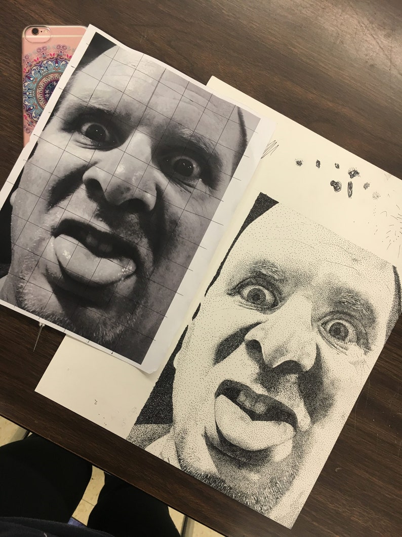 Custom Pen&ink Stippling Portrait - Etsy