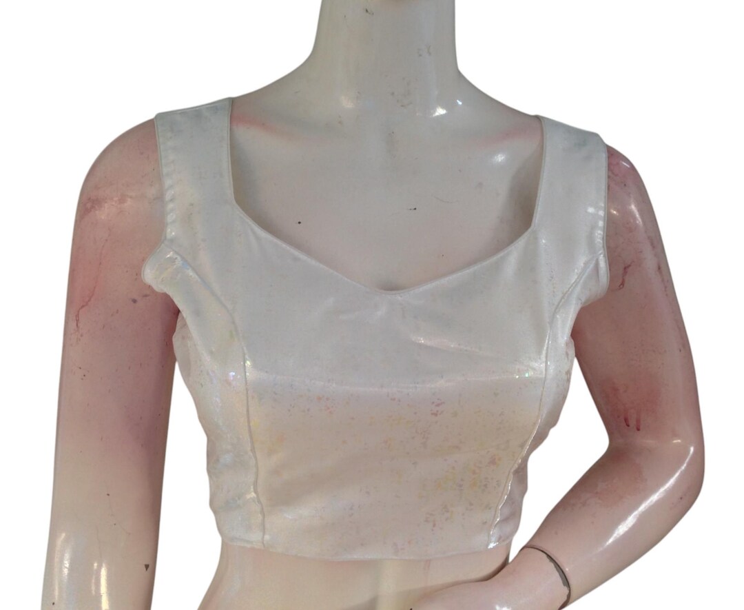 Elegant Off-white Color Blouse | Silk Satin Saree Top | Wedding & Party ...