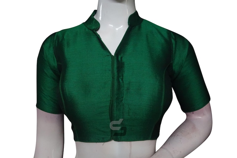 Semi Silk Saree Blouse: Readymade Indian Choli Top, Collar Neck ...
