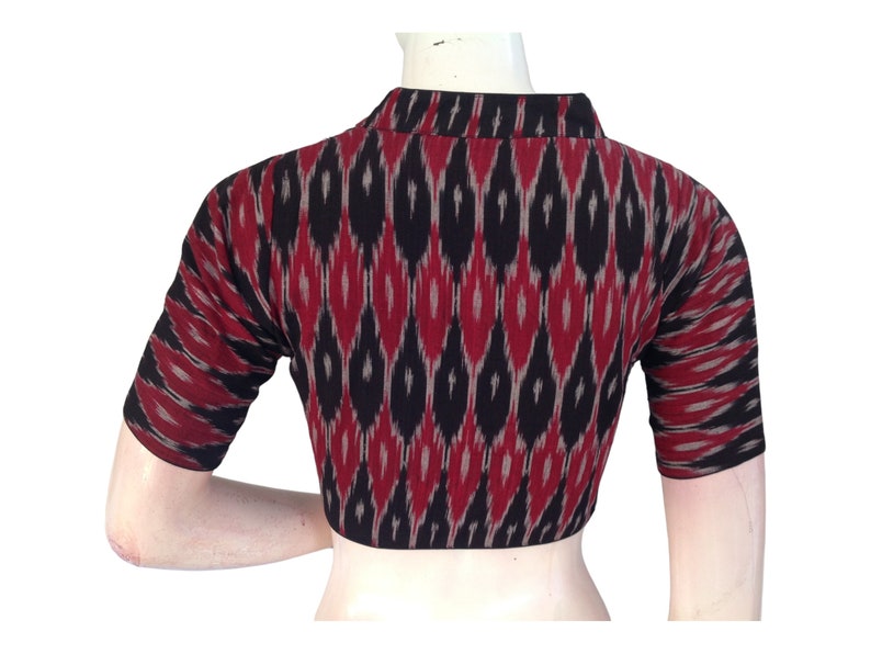 Modern Ikat Collar Blouses Ready To Wear Saree Tops Usa Princess Cut