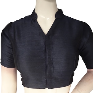 Semi Silk Saree Blouse: Readymade Indian Choli Top, Collar Neck ...