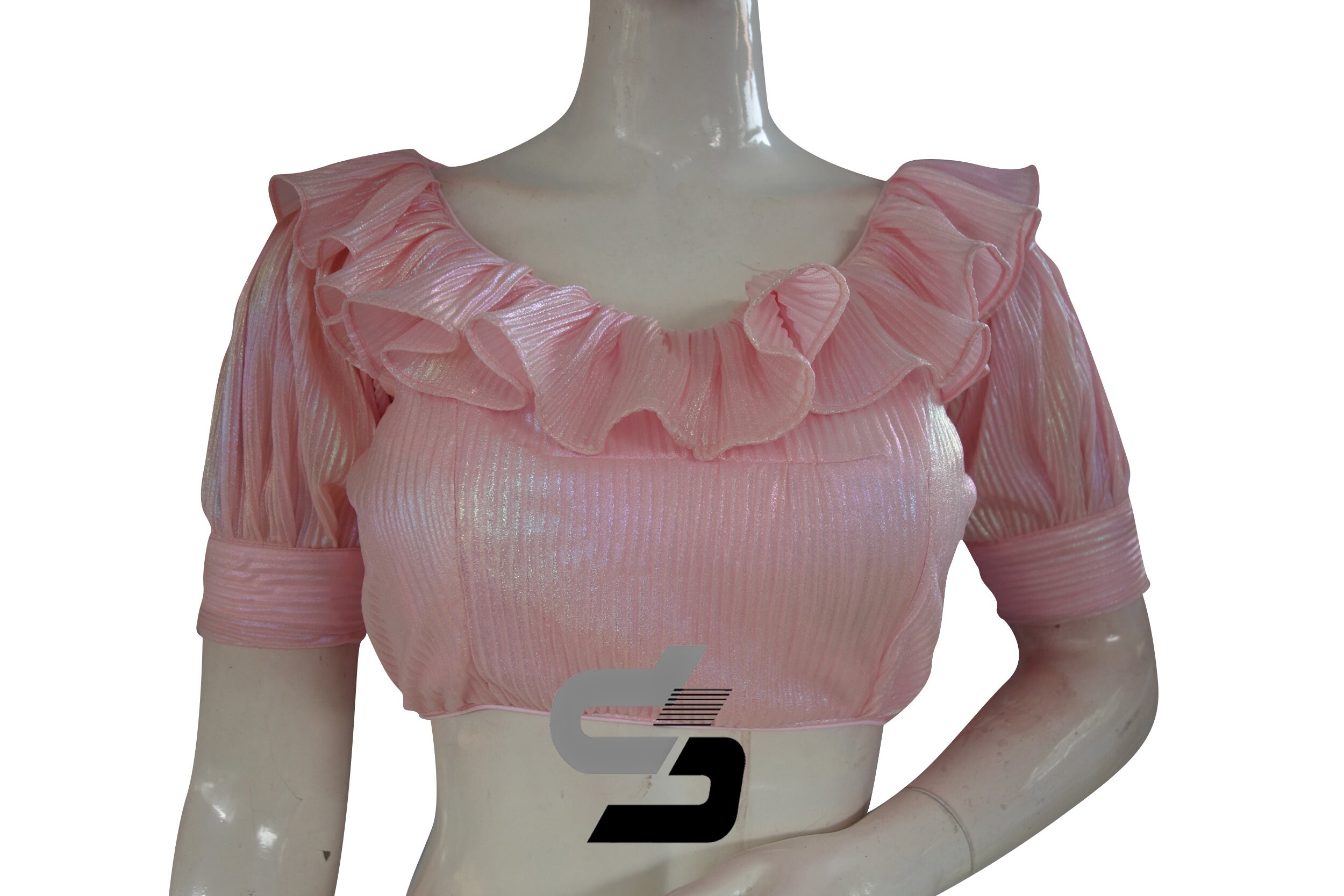Pastel Pink Color Pre-pleated Fabric With Frill Neckline and - Etsy