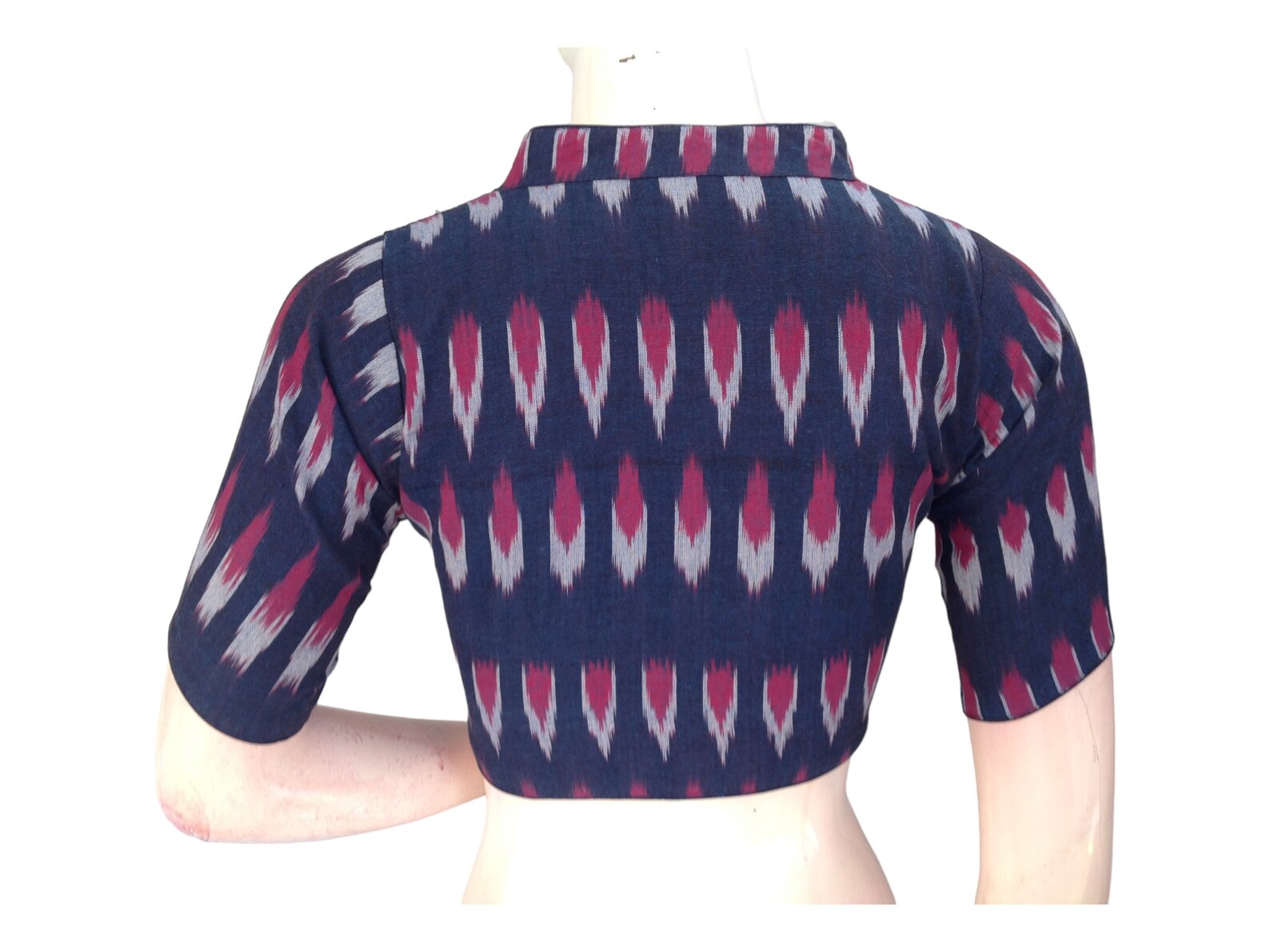 Modern Ikat Collar Blouses Ready To Wear Saree Tops Usa Princess Cut