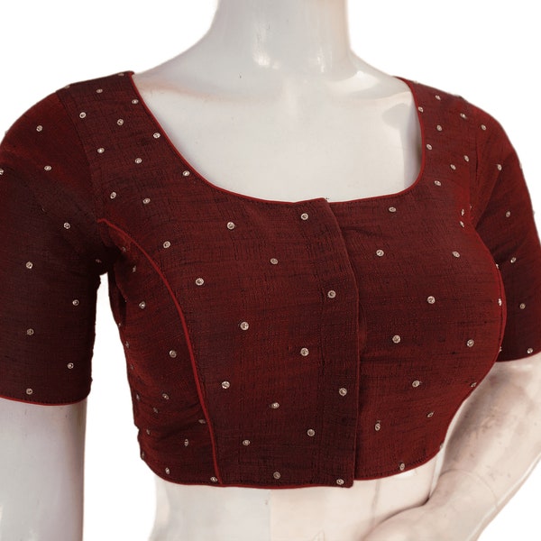 Wine Color Stone Work Blouse - Etsy