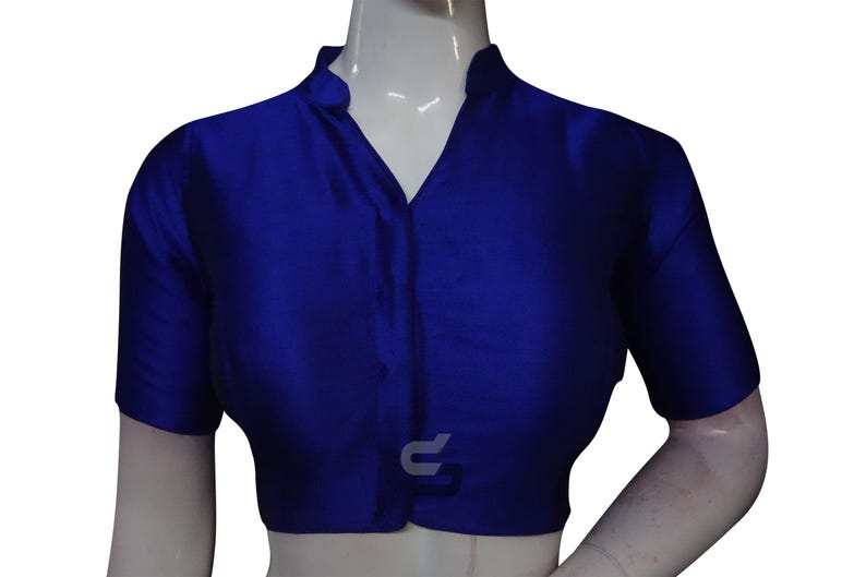 Semi Silk Saree Blouse: Readymade Indian Choli Top, Collar Neck ...