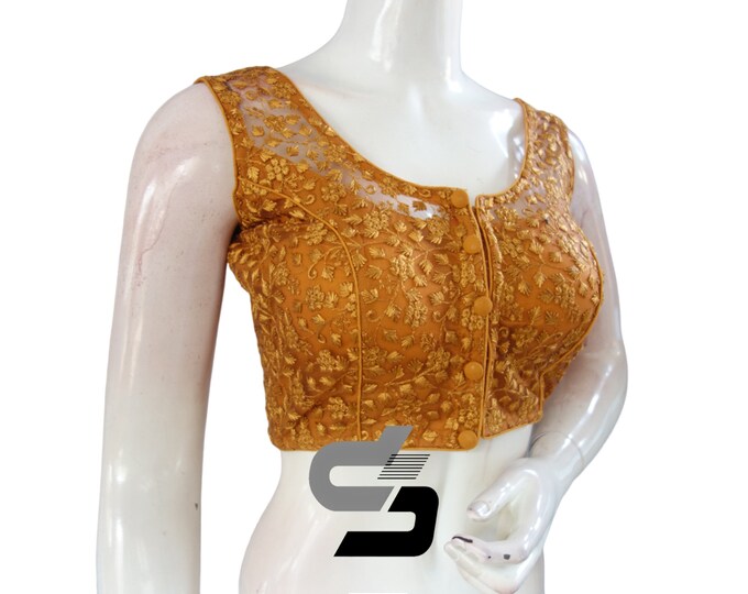 Terracotta Color Color Designer Embroidery Netted Readymade Saree ...