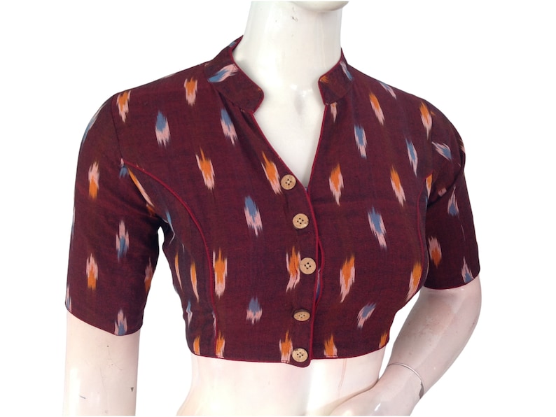 Modern Ikat Collar Blouses | Ready-to-wear Saree Tops Usa,princess Cut ...