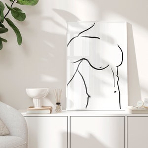 Male Body Line Art Print, Body Outline Print, Abstract Minimal Art ...