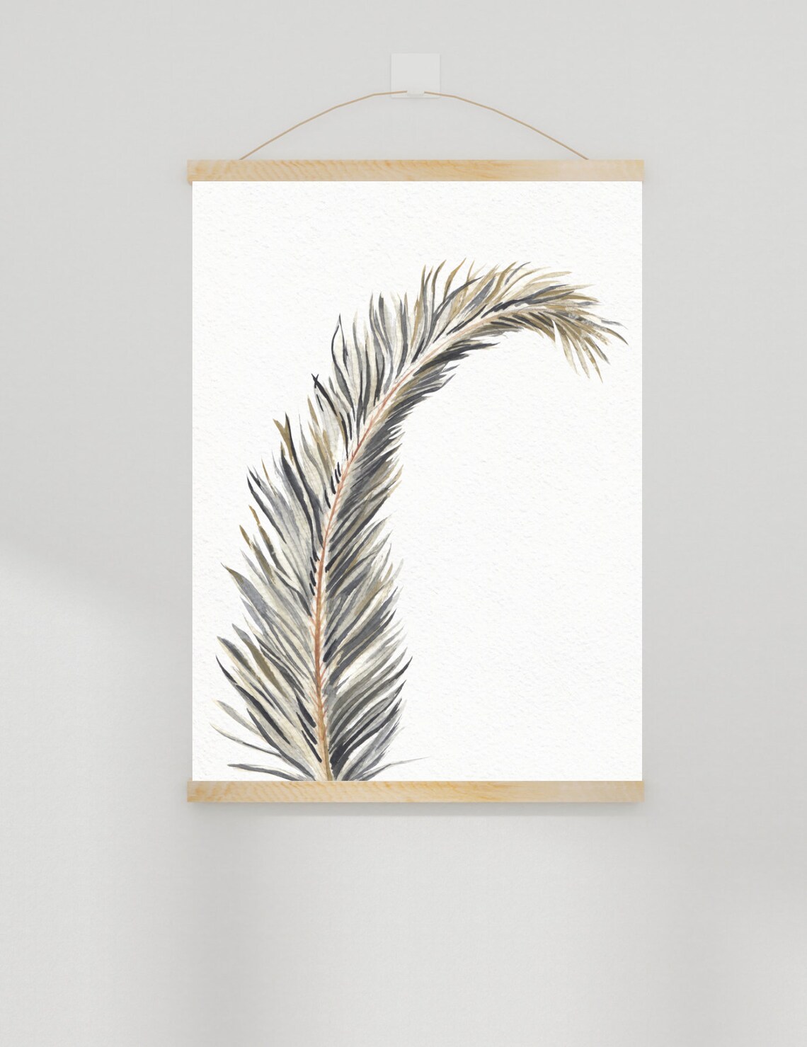 Watercolor leaf print Boho dried leaf print Boho home decor | Etsy