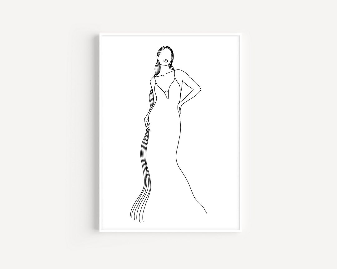 Woman Line Art, Silhouette of a Woman, Female Body Outline Print ...