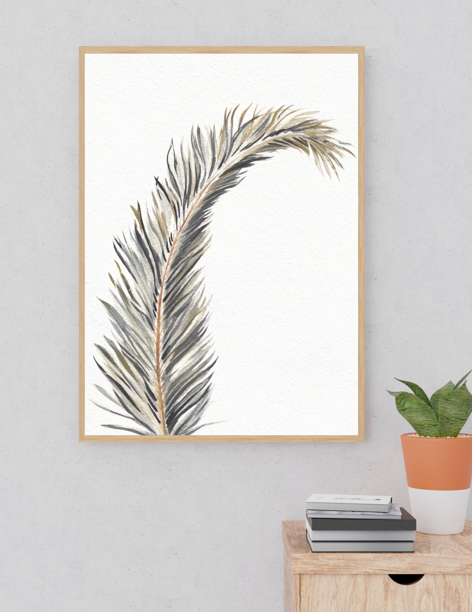 Watercolor leaf print Boho dried leaf print Boho home decor | Etsy