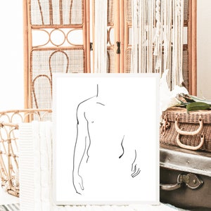 Man and Woman Line Art Set of 2, One Line Drawing, Body Outline Prints ...