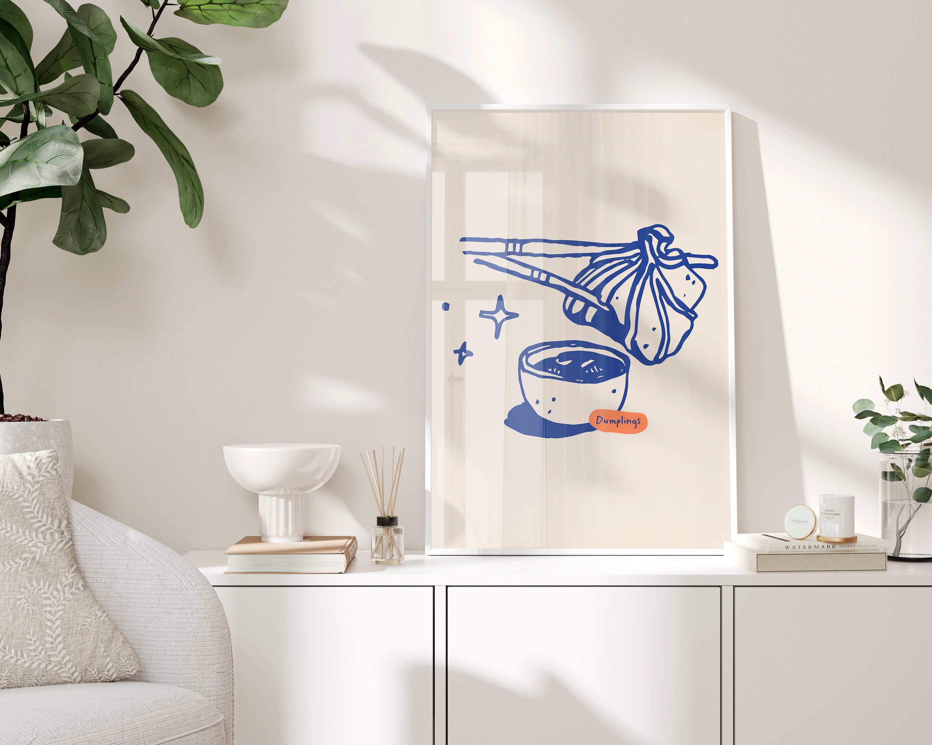 Set of 6 Asian Food Posters, Trendy Aesthetic Kitchen, Modern Apartment ...